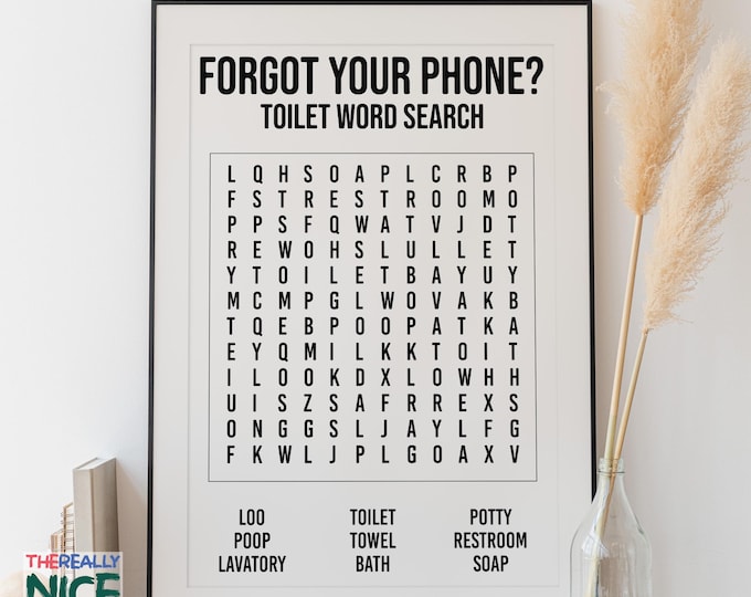 Bathroom Word Game Modern Powder Room Wall Decor Unique Poster Art ...