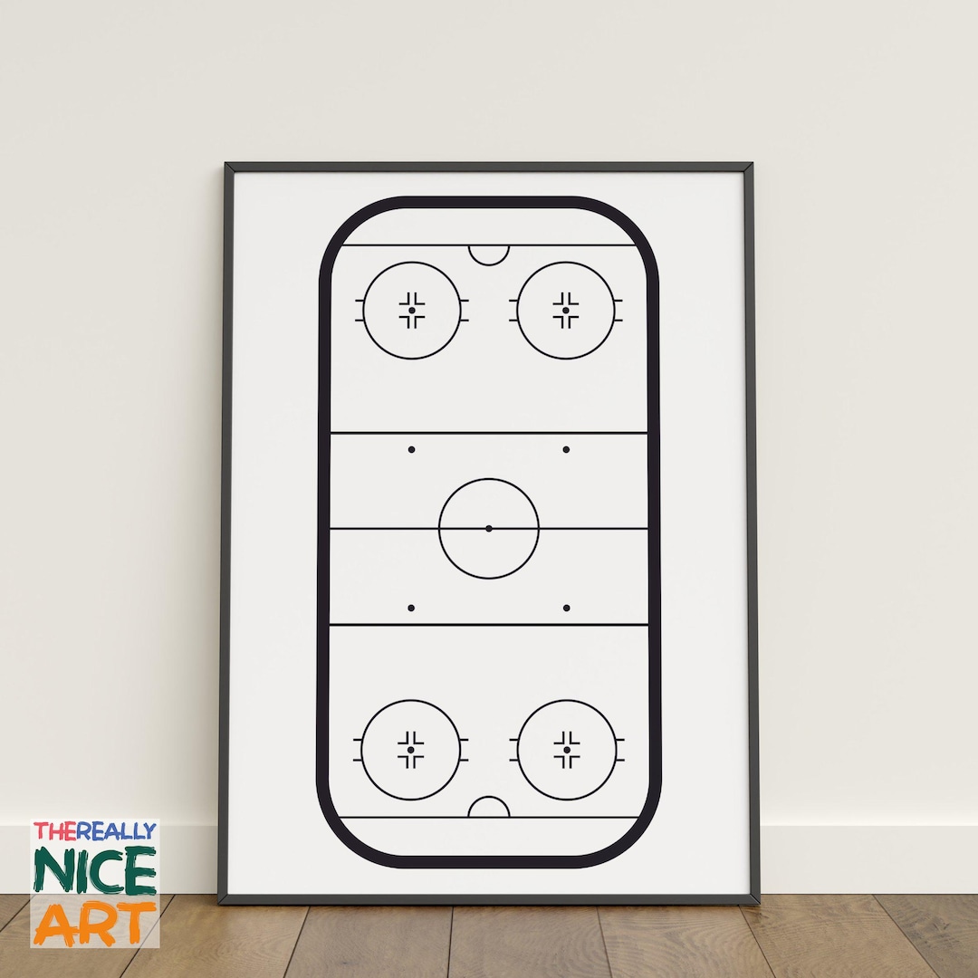 Minimalistic Hockey Rink Wall Art, Ice Arena Poster, Sports Enthusiast ...