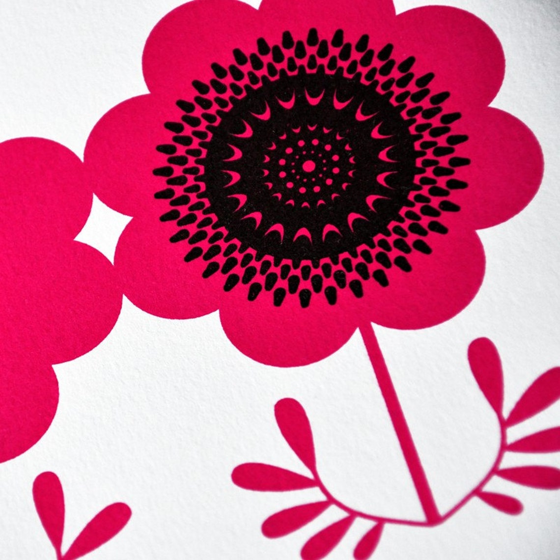 Red Anemones Hand Pulled Signed Gocco Screenprint - Etsy