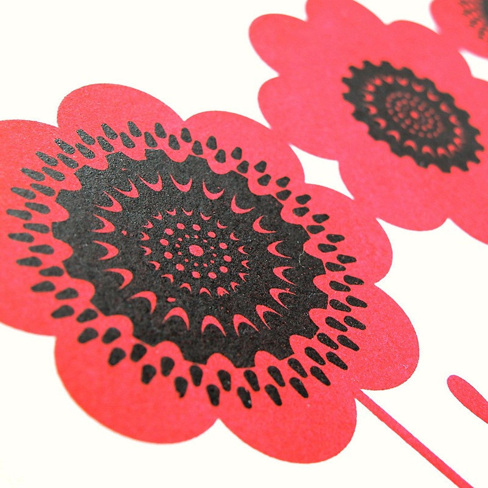 Red Anemones Hand Pulled Signed Gocco Screenprint - Etsy