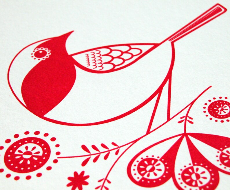 Robin Hand Pulled Signed Gocco Screenprint - Etsy
