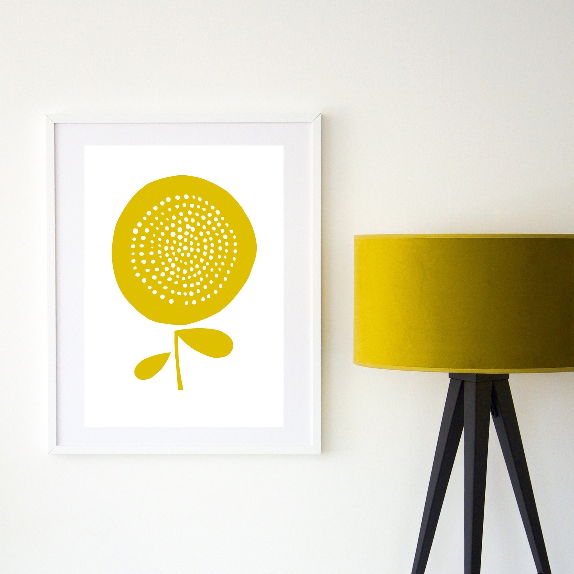 Single Flower Head in Mustard Yellow Open Edition Giclee - Etsy