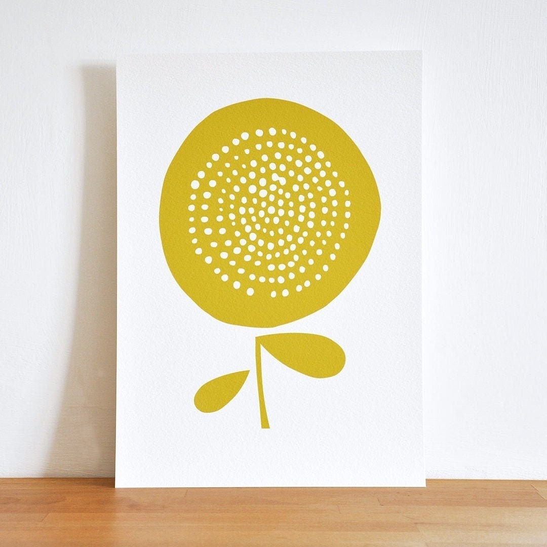Single Flower Head in Mustard Yellow Open Edition Giclee Print - Etsy