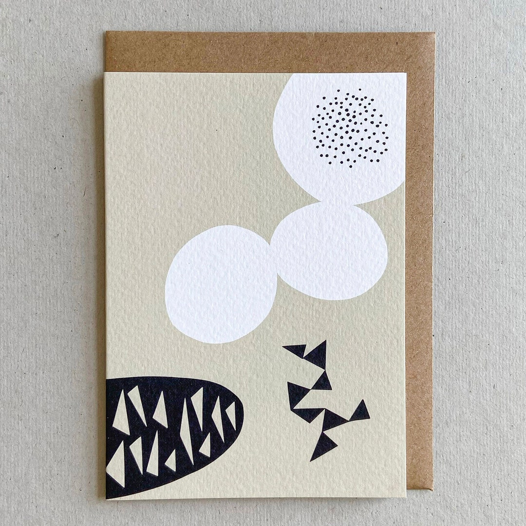 A6 White Circles Contemporary Greeting Card - Any Occasion - Blank ...