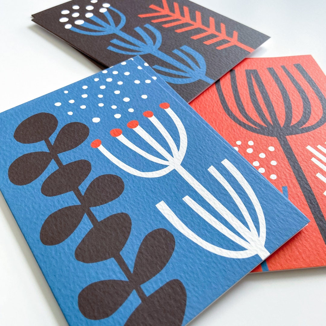 Winter Foliage Christmas Cards: Set of 6 Botanical Holiday Cards. - Etsy