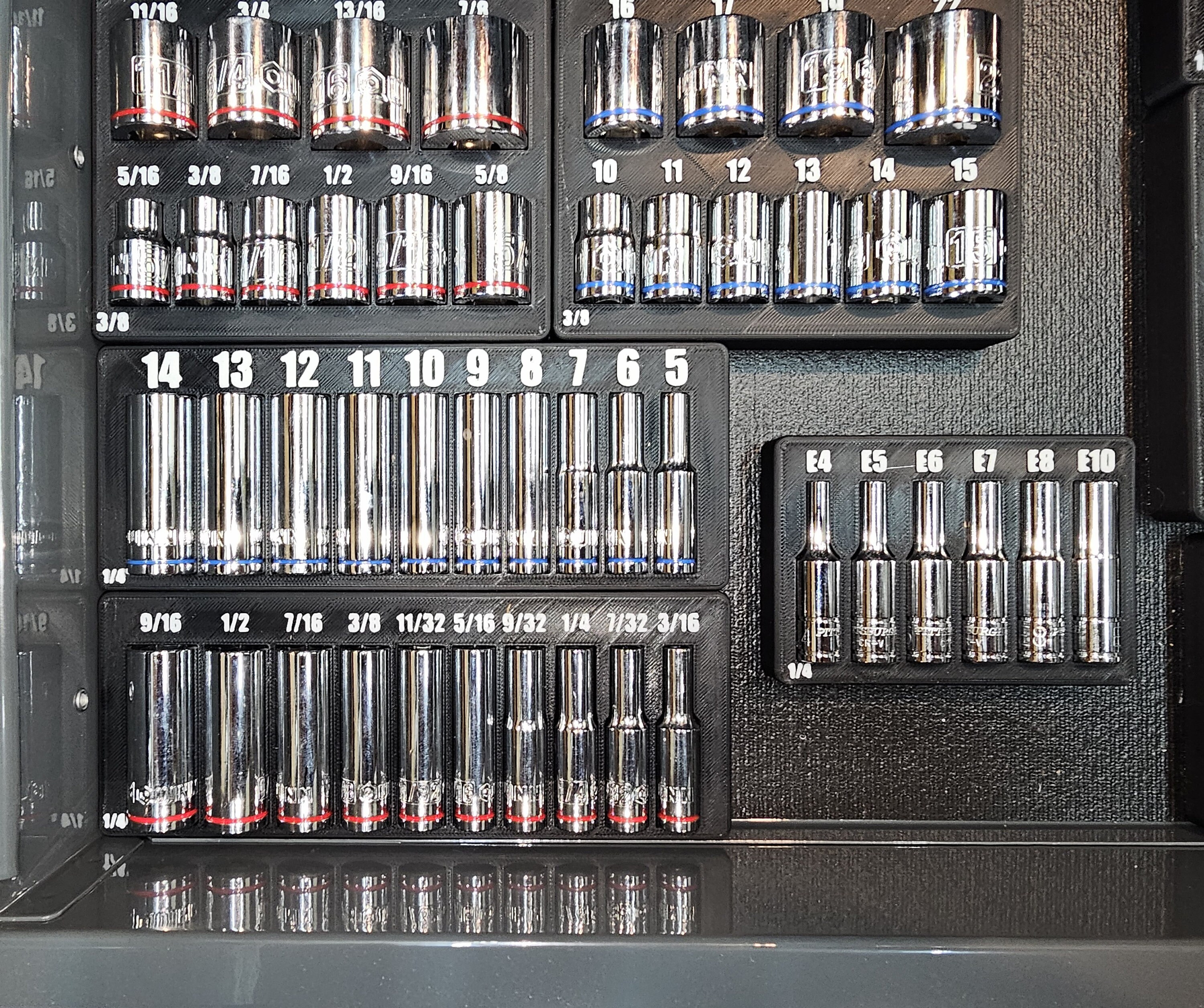 3D Printed Organizer Tray for Harbor Freight Quinn 64210 Sockets - 1/4 ...