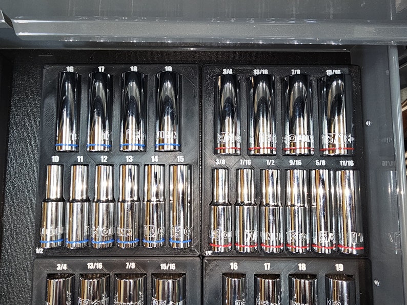 3D Printed Organizer Tray for Harbor Freight Quinn 64210 Sockets - 1/4 ...