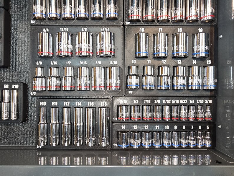 3D Printed Organizer Tray for Harbor Freight Quinn 64210 Sockets - 1/4 ...
