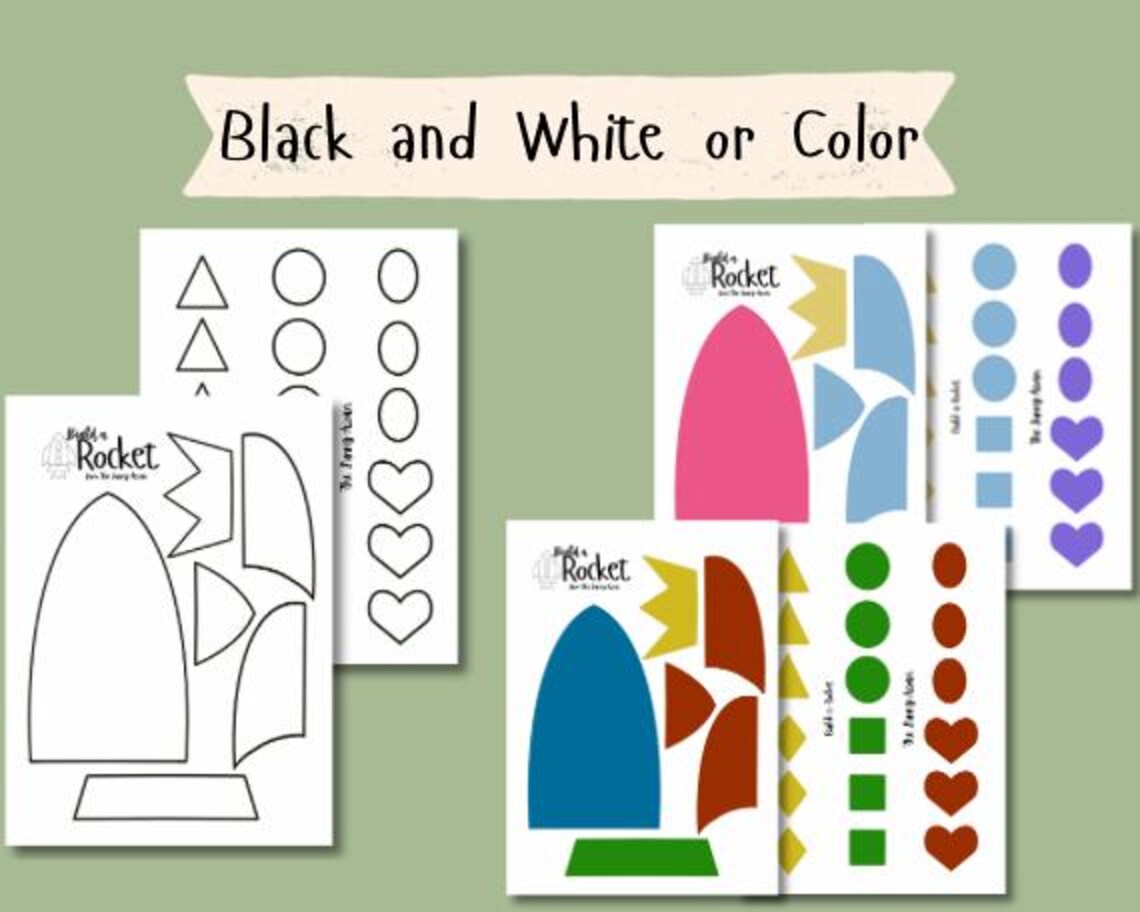 Build A Rocket / Easy Kid’s Craft With Instructions / Color, Cut and ...