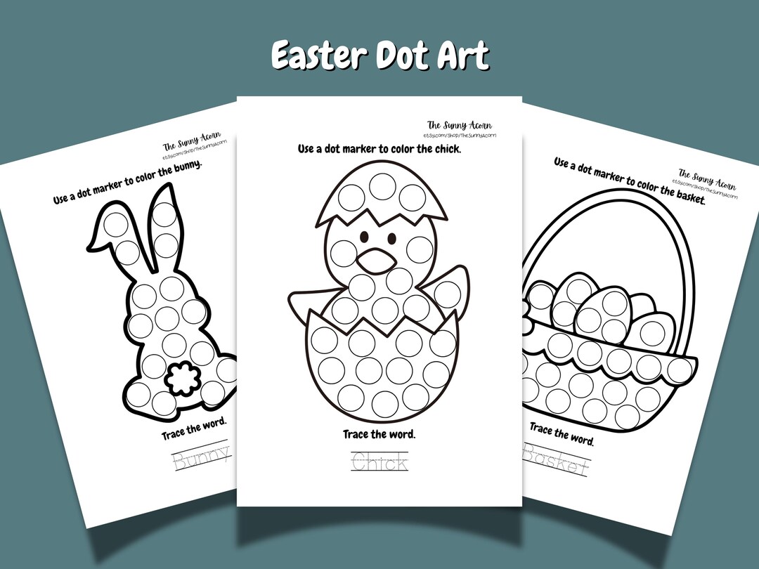 Easter Dot Art: Kids Paint and Writing Craft, 12-page PDF - Etsy