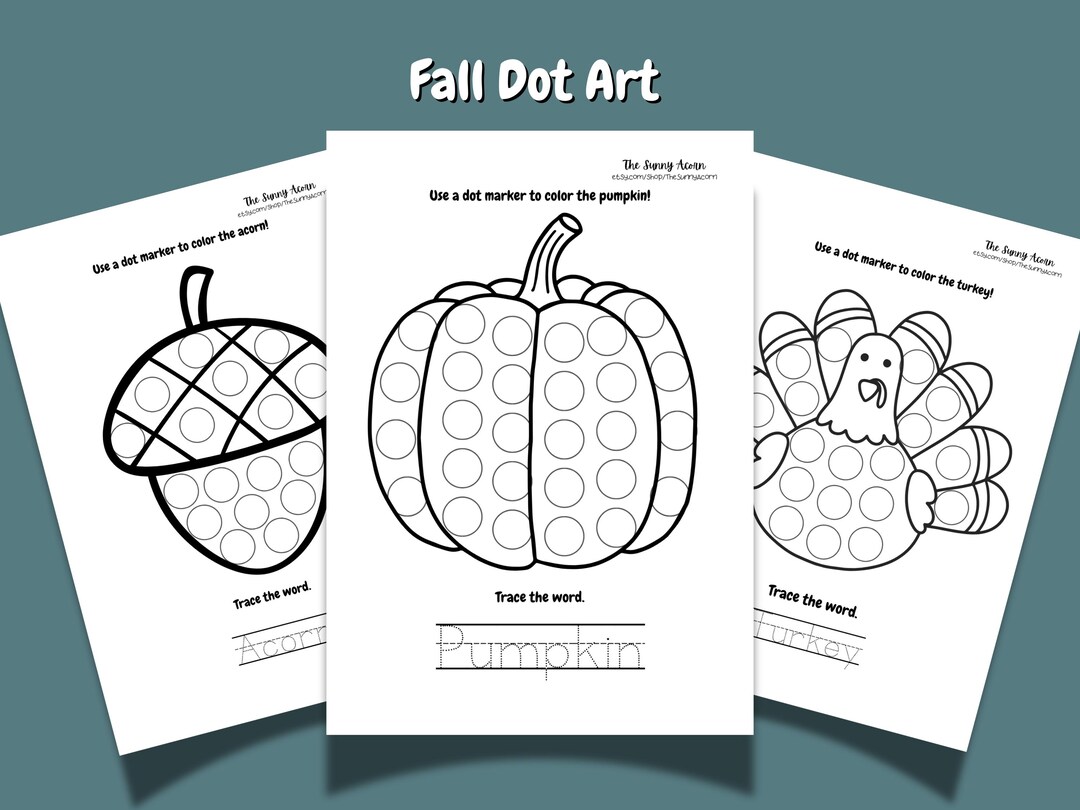 Fall Dot Art: Kids Paint and Handwriting Craft, 9-page PDF - Etsy