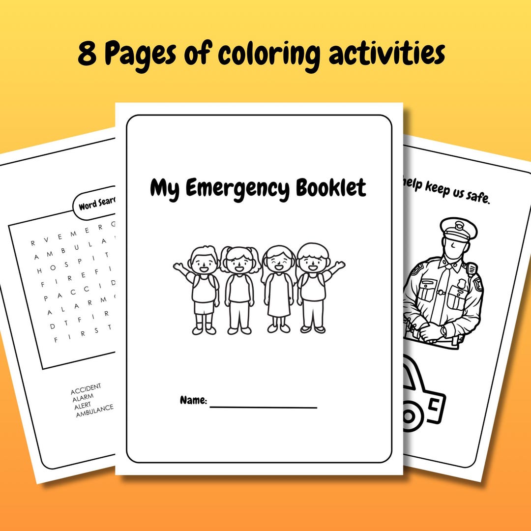 Emergency Workbook / Coloring Pages for Kids / Printable Learning ...