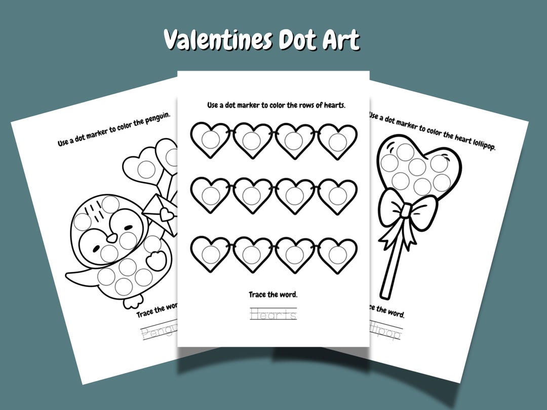 Valentines Dot Art Activity / Printable Valentines Day Kids Art and ...