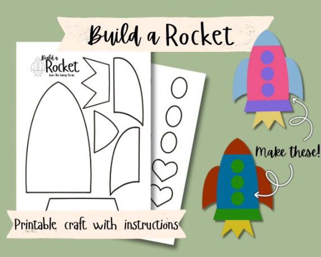 Build A Rocket / Easy Kid’s Craft With Instructions / Color, Cut and ...