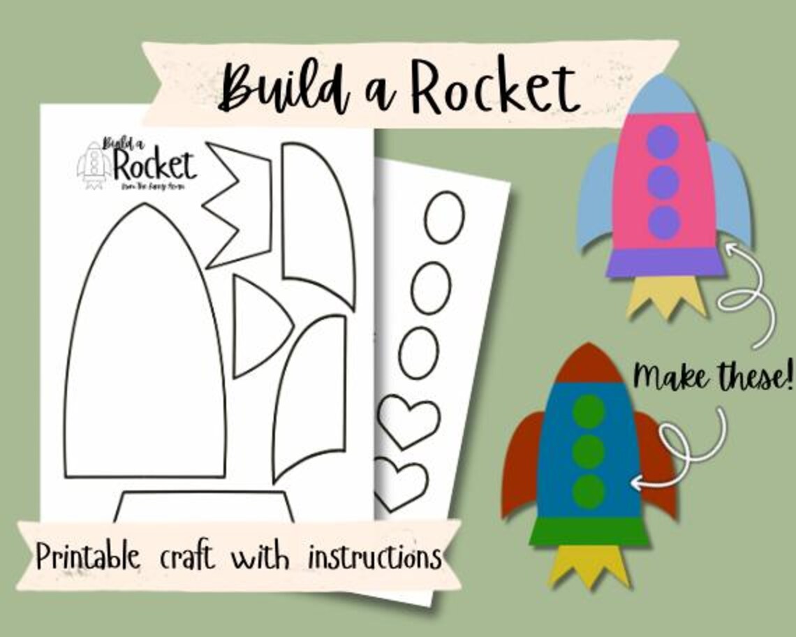 Build A Rocket / Easy Kid’s Craft With Instructions / Color, Cut and ...