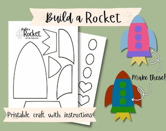 Build A Rocket / Easy Kid’s Craft With Instructions / Color, Cut and ...