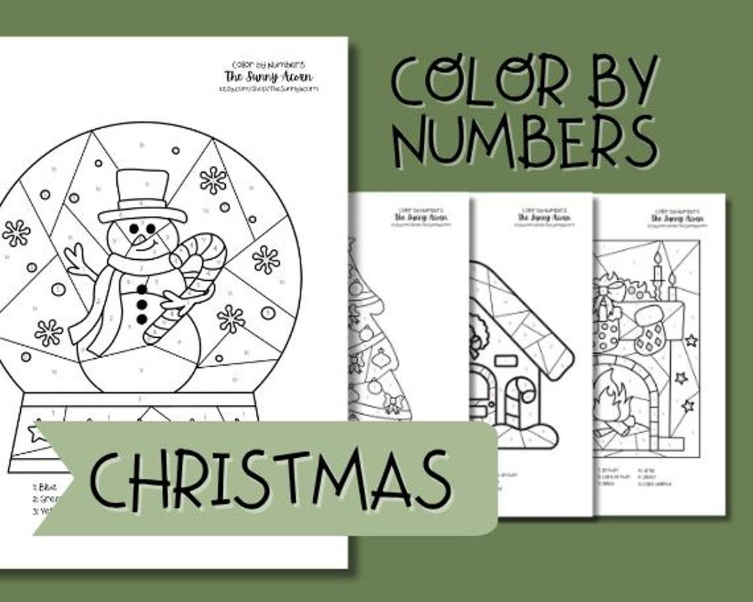 Christmas Color by Numbers: Kids Coloring Activity, 4-page PDF - Etsy