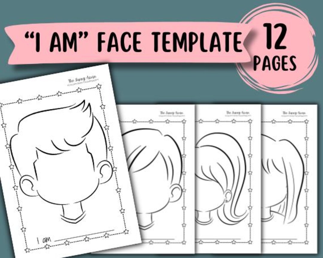 Kids "i Am" Face Template: 12-page Coloring Activity - Etsy