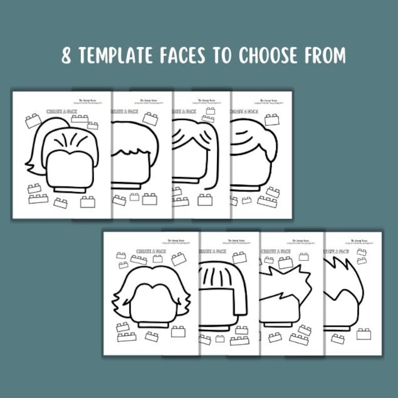 Create A Face: Kids Cut and Paste Template, Building Block Faces, 11 ...