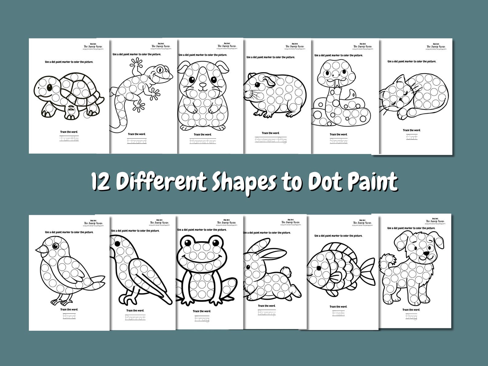 Pets Dot Art: Kids Paint and Writing Craft, 12-page PDF - Etsy