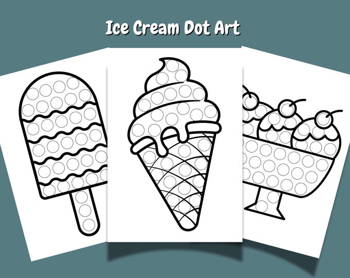 Ice Cream Dot Art: Kids Paint Craft, 10-page PDF - Etsy