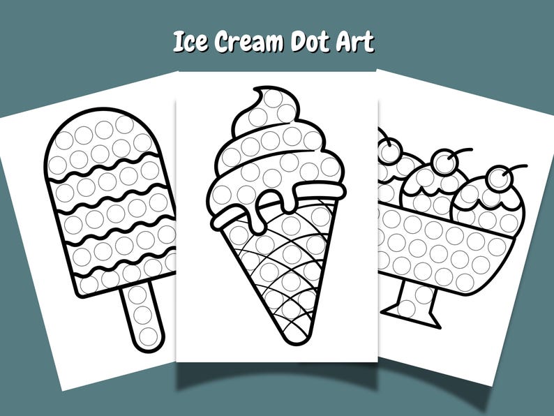 Ice Cream Dot Art: Kids Paint Craft, 10-page PDF - Etsy