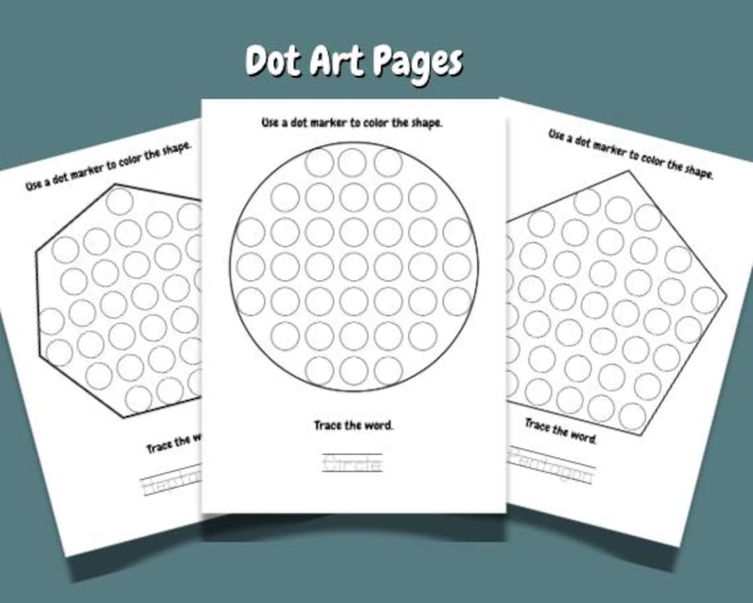 Shape Dot Art Activity / Kids Dot Paint PDF Pages / With Word Tracing ...