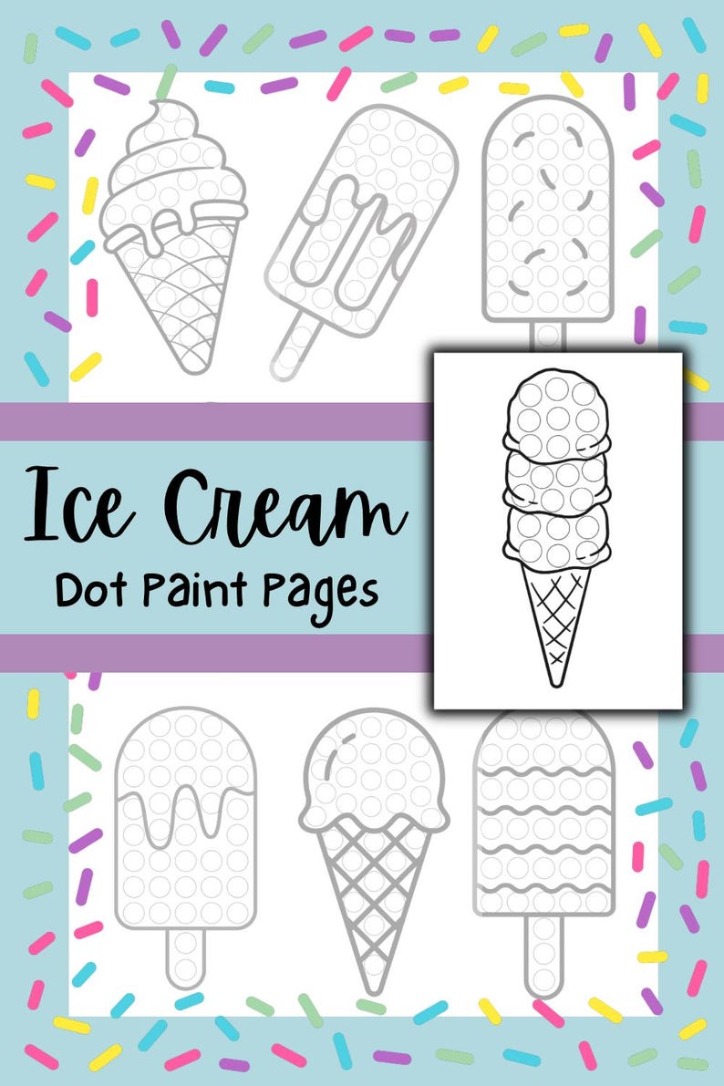 Ice Cream Dot Art: Kids Paint Craft, 10-page PDF - Etsy