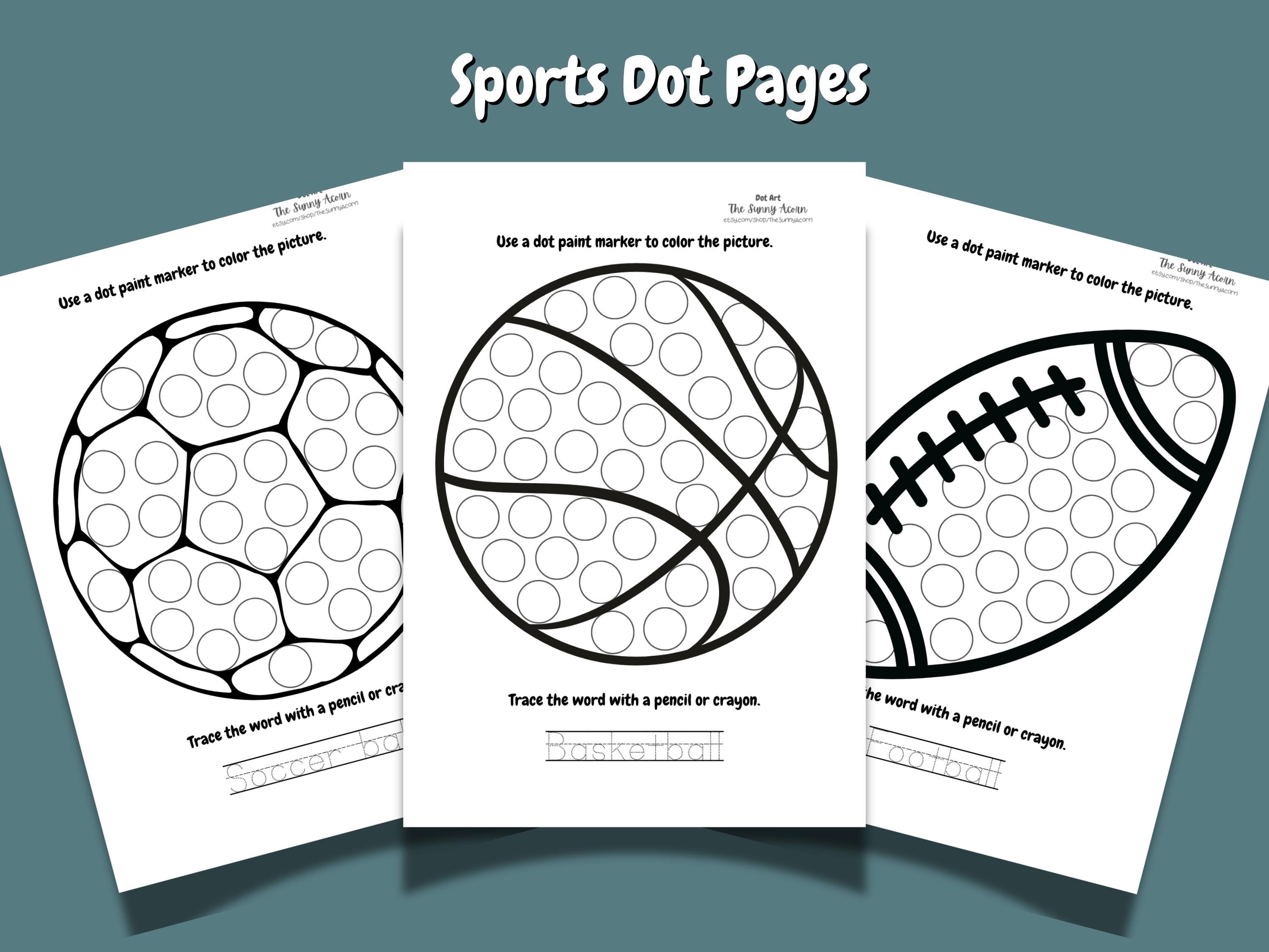 Sports Dot Art: Kids Paint and Writing Craft, 7-page PDF - Etsy