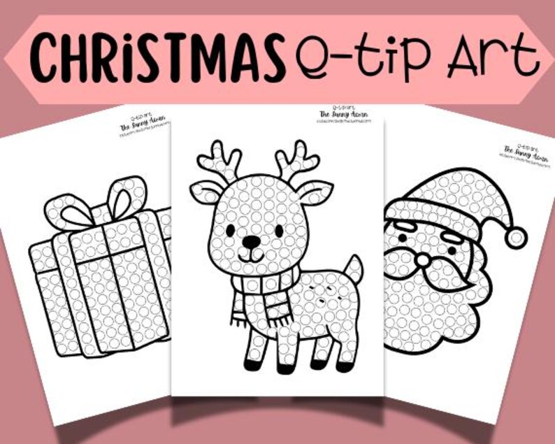 Christmas Q Tip Art: Kids Paint Craft, 20-page PDF - Etsy