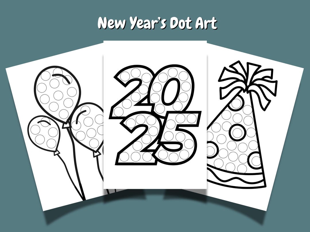 New Year’s Dot Art Activity / No Prep New Year’s Eve Craft / PDF Dot ...