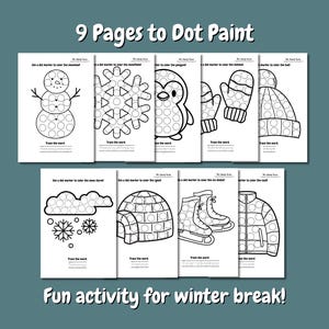 Winter Dot Art: Kids Paint and Writing Craft, 9-page PDF - Etsy