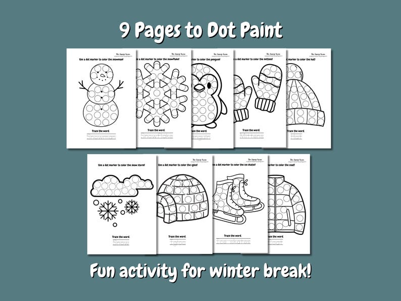Winter Dot Art: Kids Paint and Writing Craft, 9-page PDF - Etsy