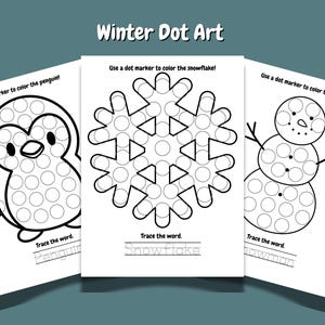 Winter Dot Art: Kids Paint and Writing Craft, 9-page PDF - Etsy