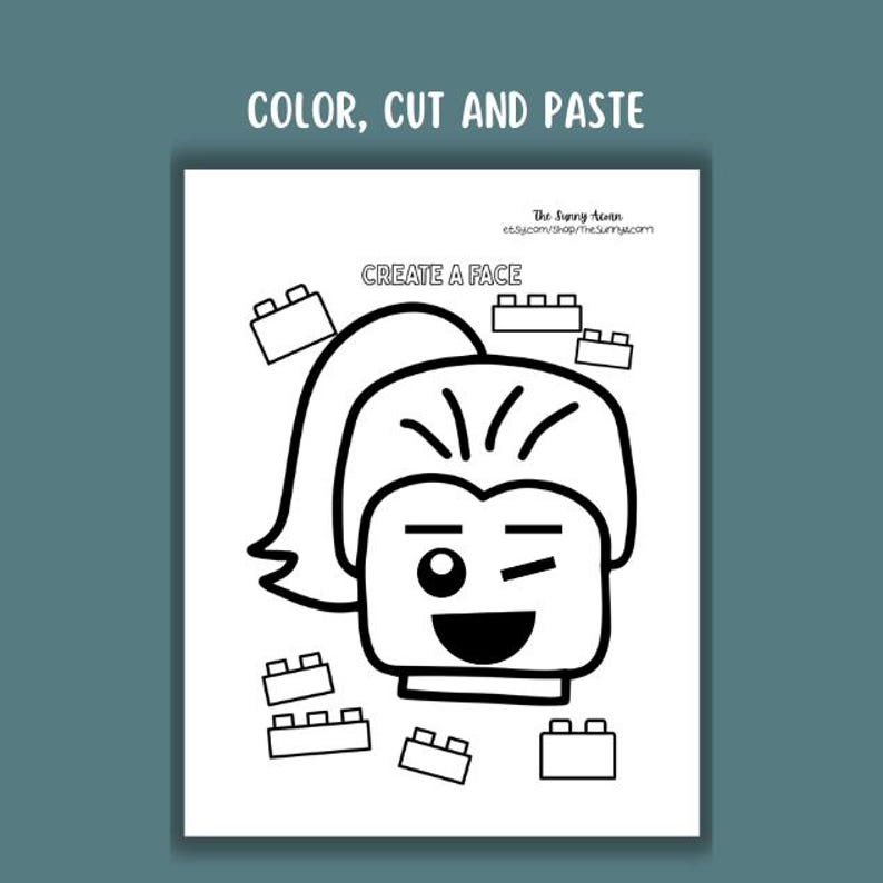 Create A Face: Kids Cut and Paste Template, Building Block Faces, 11 ...
