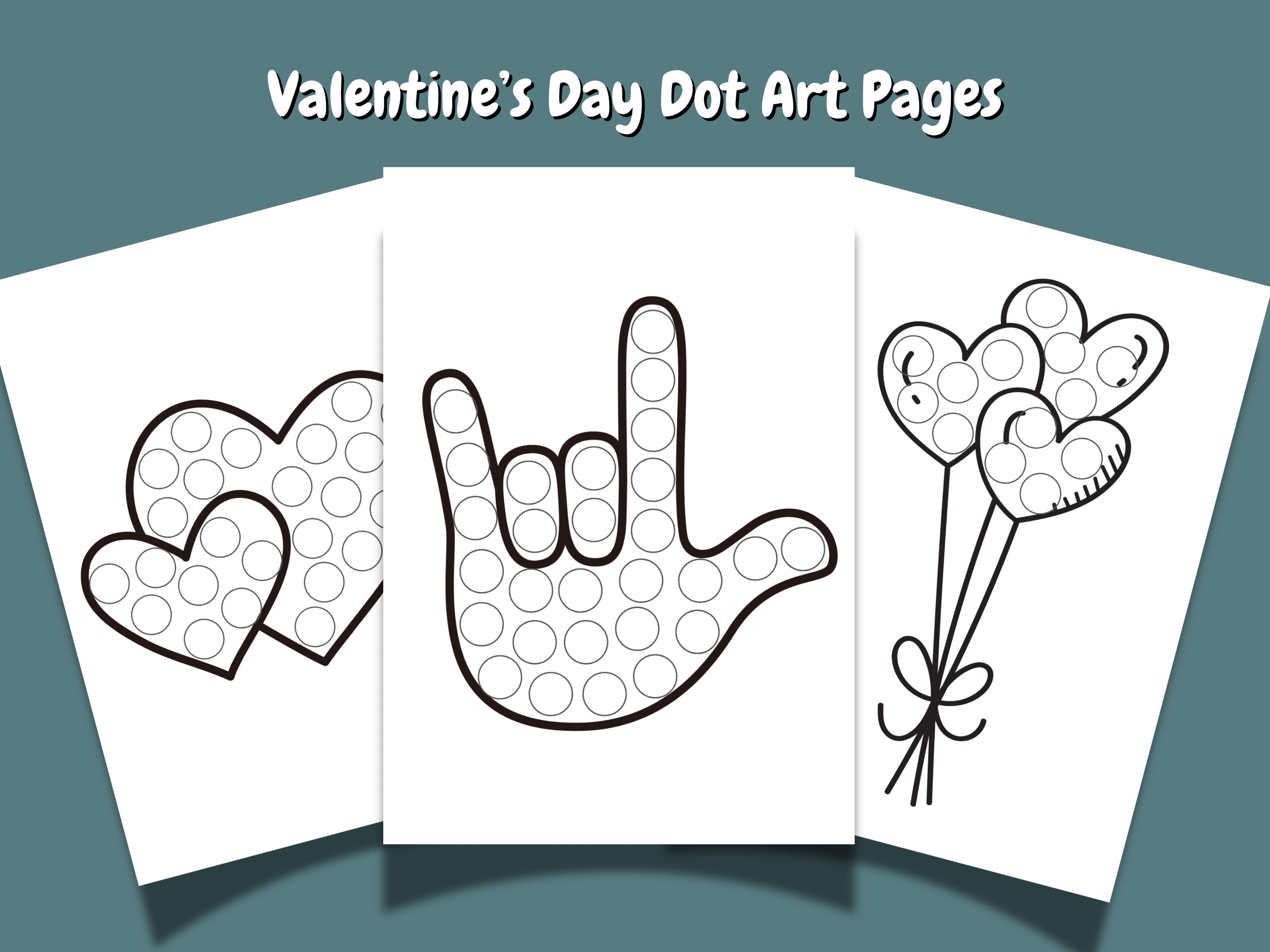 Valentine’s Day Dot Art Pages / No Prep Valentines Day Kids Craft/ PDF ...