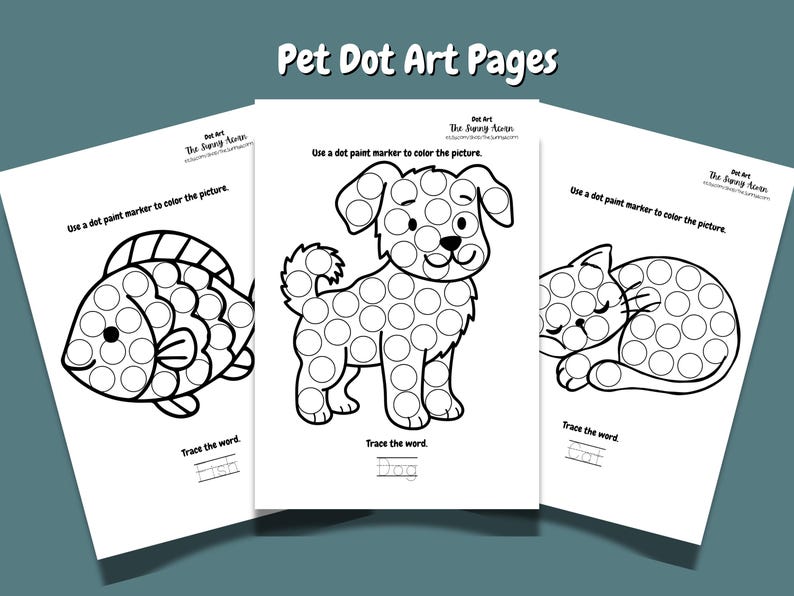 Pets Dot Art: Kids Paint and Writing Craft, 12-page PDF - Etsy