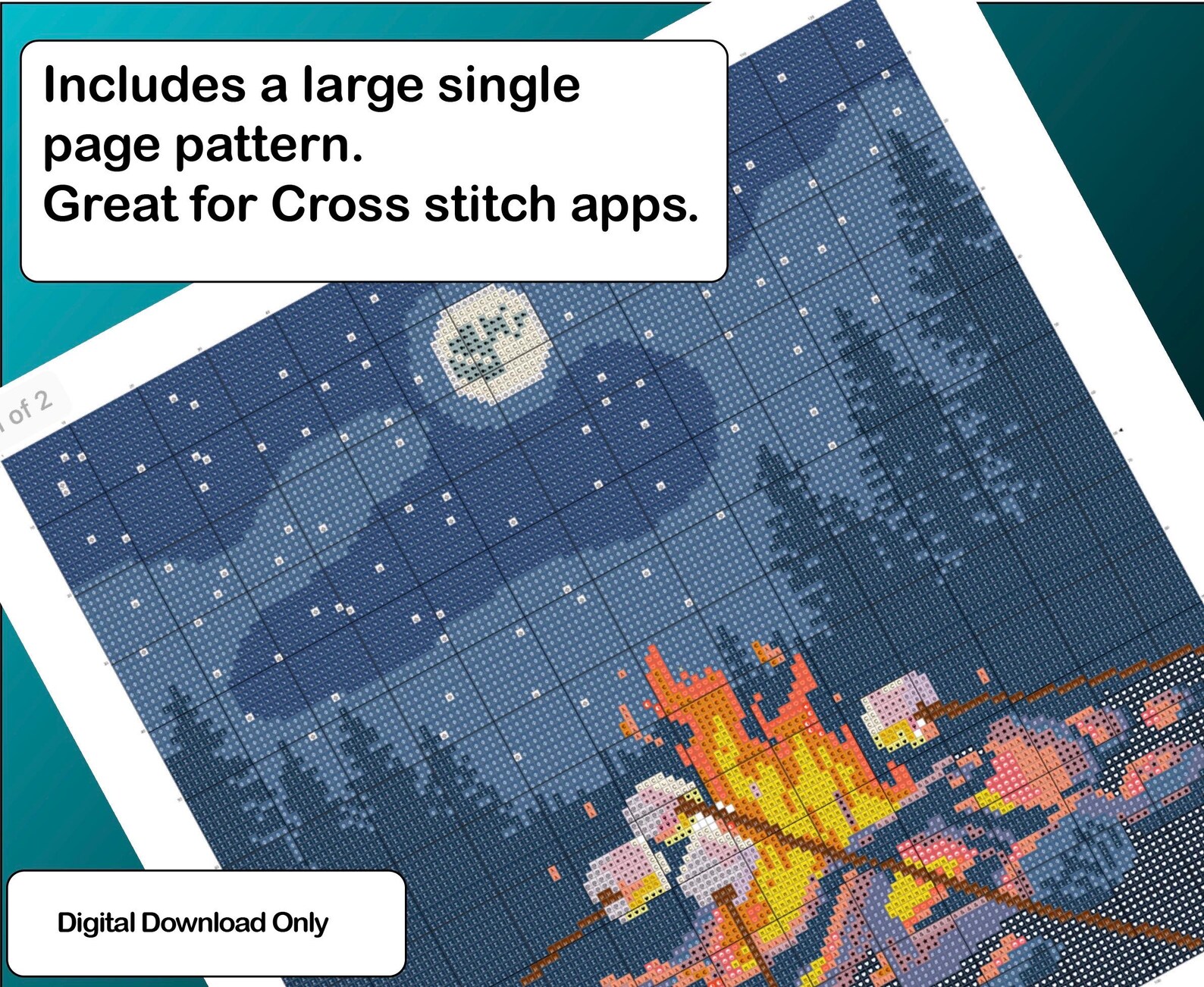 8 Bit S’mores Roasting on a Campfire - Cross Stitch Pattern (instant ...