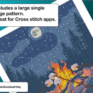 8 Bit S’mores Roasting on a Campfire - Cross Stitch Pattern (instant ...