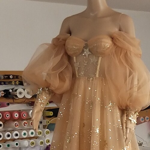 Star Wedding Dress Gold Star Dress Celestial Gown - Etsy
