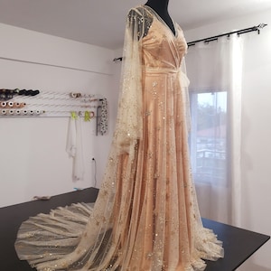 Gold Star Celestial Wedding Dress: Sparkling Wrap Gown - Etsy