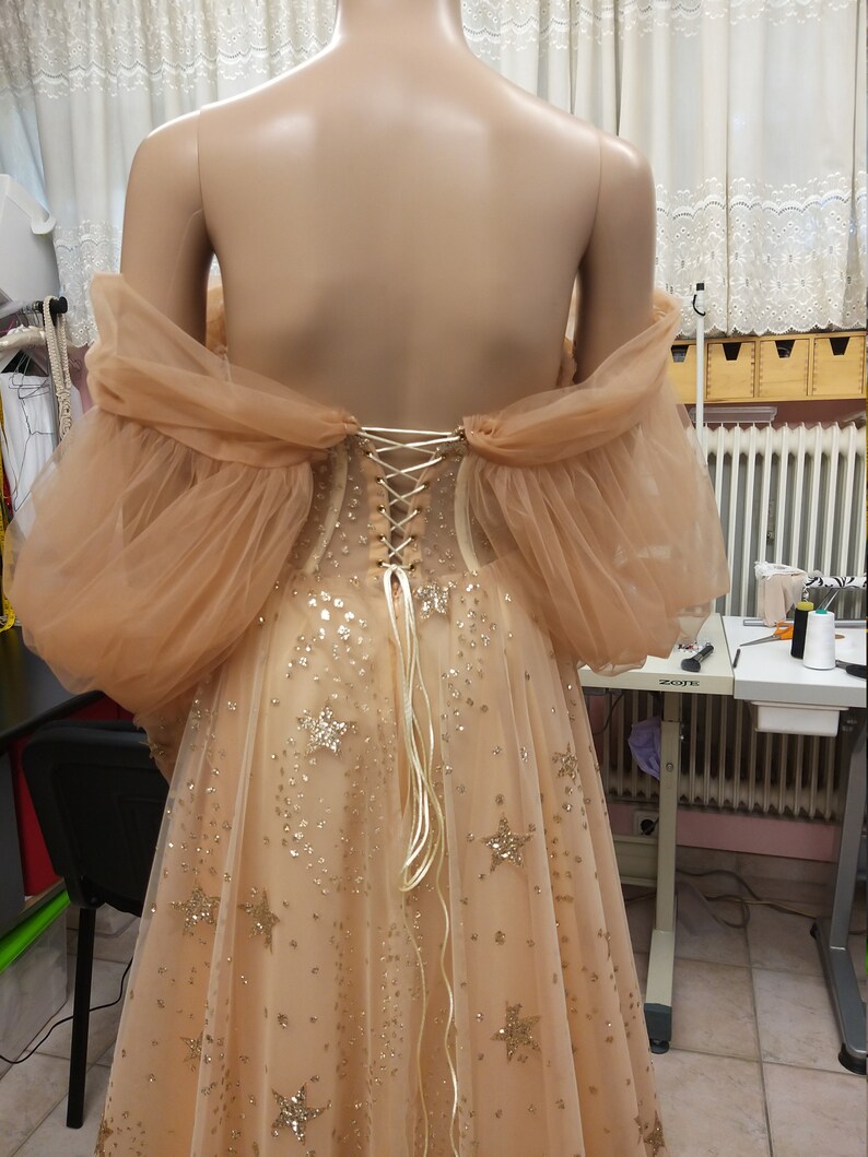 Star Wedding Dress Gold Star Dress Celestial Gown - Etsy