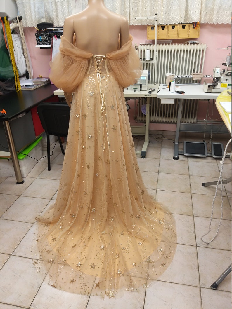 Star Wedding Dress Gold Star Dress Celestial Gown - Etsy