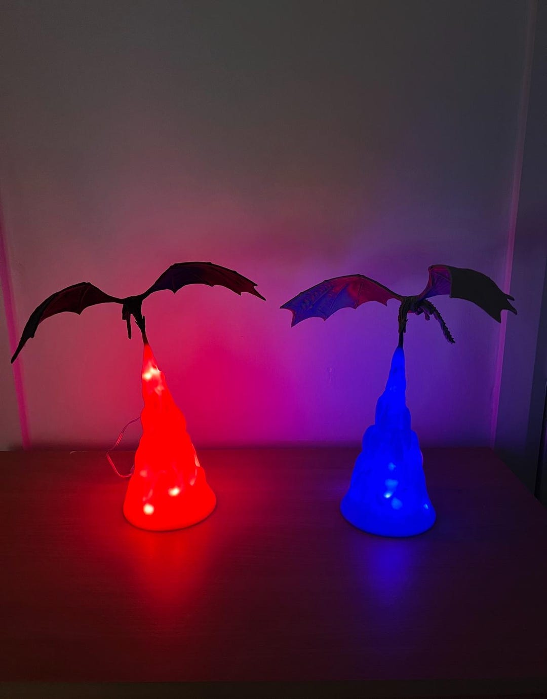 Dragon Fire Table Lamp – 3D Printed Fantasy Decor - Color-changing - Etsy