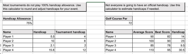 Golf Tournament Excel Templates - Etsy