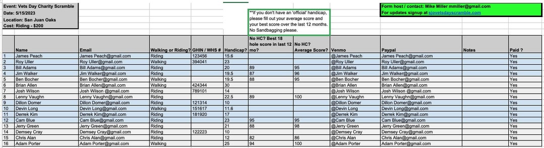 Golf Tournament Excel Templates - Etsy
