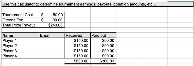 Golf Tournament Excel Templates - Etsy