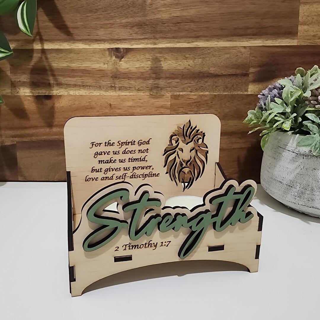 Christian Tealight Holder With Lion and 2 Timothy 1:7 Verse – Laser-cut ...