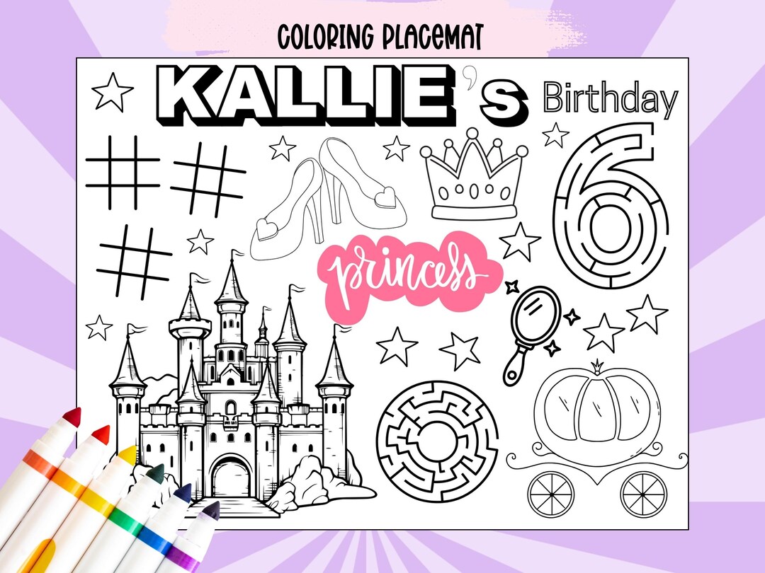 Princess Coloring Page Theme Party Favor Printable Princess Coloring ...