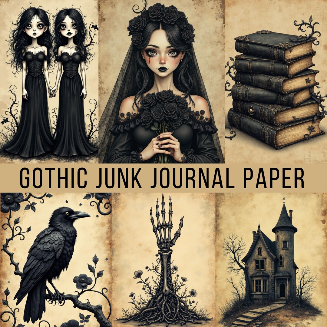 Halloween Gothic Theme Printable Paper, Victorian Spooky Digital Image ...